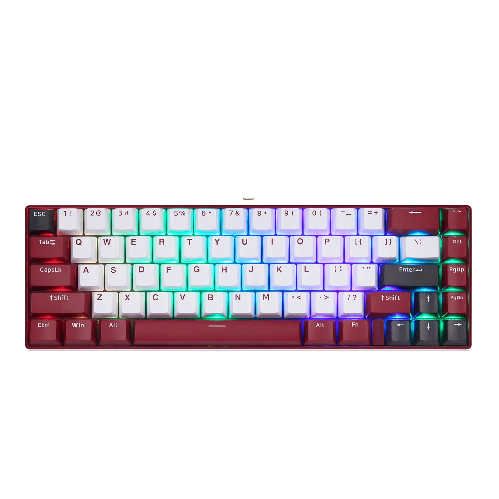 MOTOSPEED BK67 Bluetooth 5.0 Wired Mechanical Keyboard with Red Switch/LED Backlit/Rechargeable Battery/Type-C,67 Keys Compact Gaming Keyboard Compatible with Mac Windows