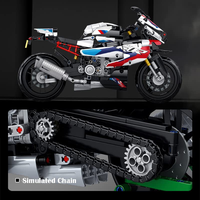 NOSTEA Technics Motorcycle for BMW M1000 RR, 912 pcs, Motorcycle Building Bricks Toy Compatible with Lego