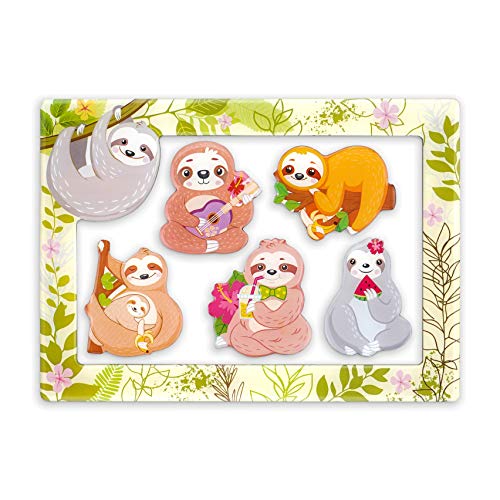 MORCART Sloth Magnets for Fridge, 4"x 6" Magnetic Photo Frame Set Refrigerator Kitchen School Cabinets Classroom Whiteboard Office Cubicle Board Decorative Magnets Gifts for Adults