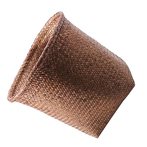 STOBOK Woven Trash Can Retro Straw Woven Wastebasket Round Straw Rattan Garbage Bin Planter Basket for Home Kitchen Office Bedroom Waste Paper Bin, 30X30X30CM