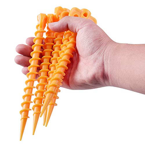 Hovico Tent Stakes,8-Pack,Spiral Ground Anchor Folding Ring for Securing Tents, Canopies, Tarps, Swing Sets, Solid Steel Earth Auger