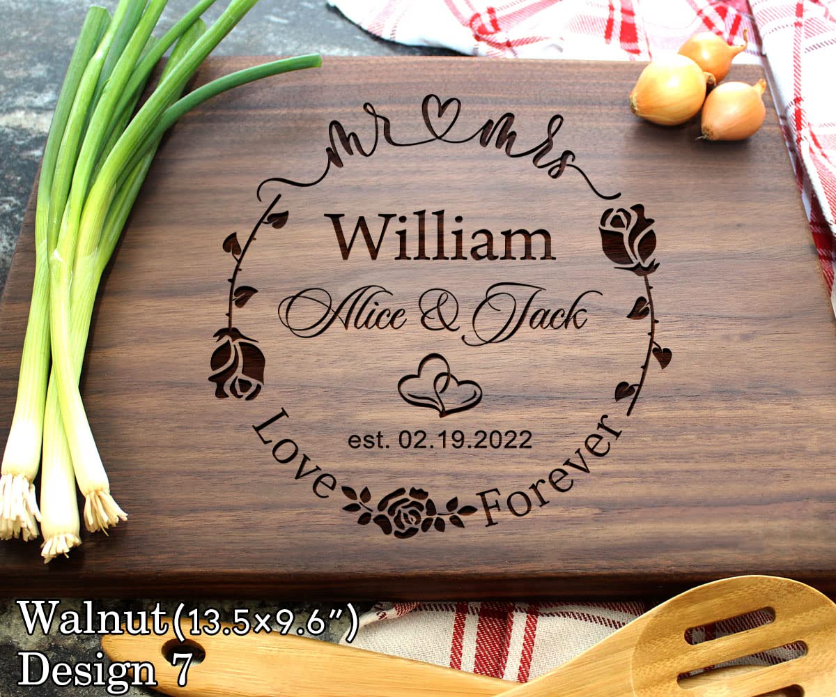 Personalized Cutting Boards, Wooden Custom Engraved Chopping Board for Wedding Gift, Bridal Shower, Engagement Gifts, Anniversary Gift, Housewarming Gift, Gift for Parents