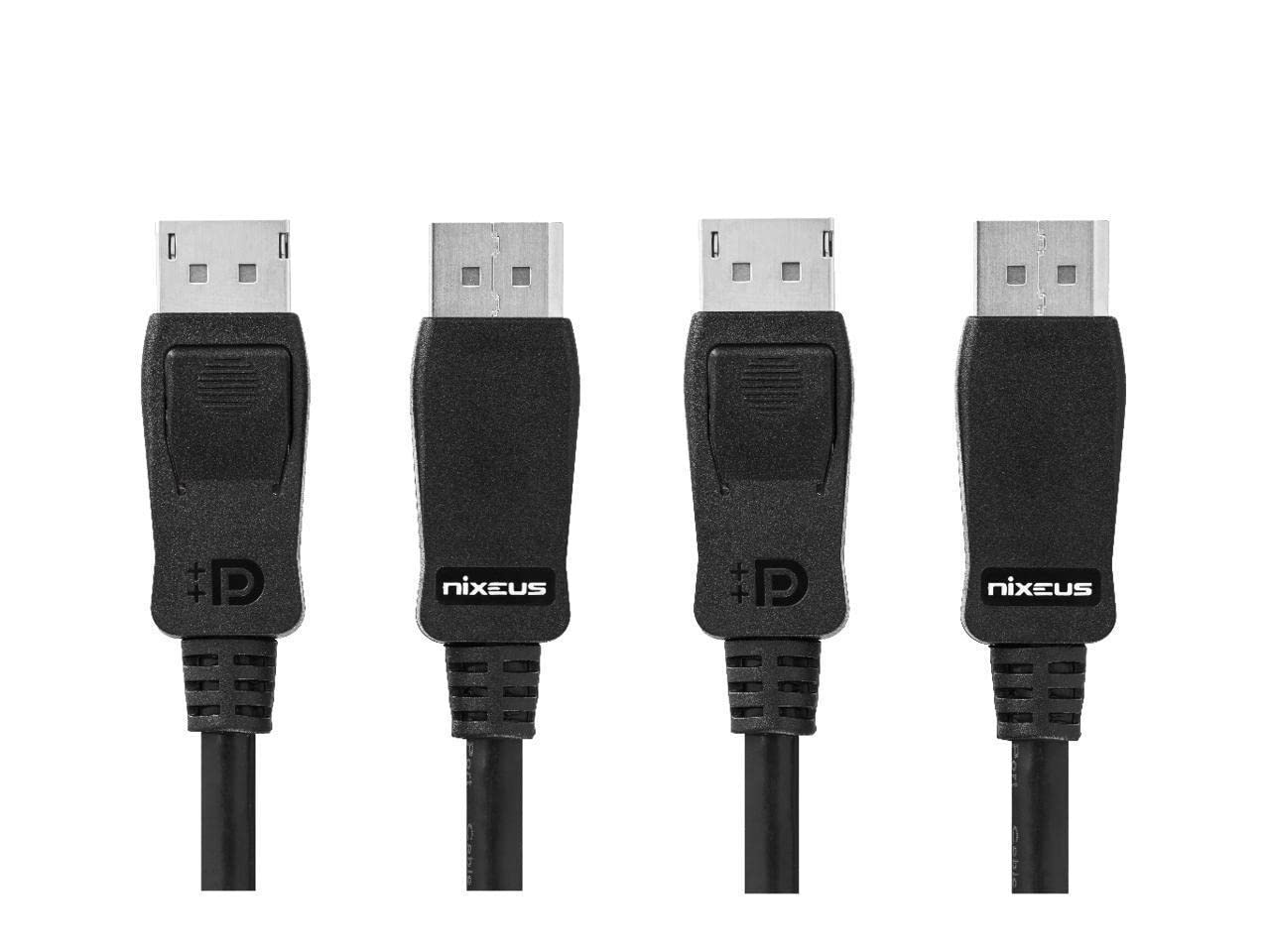 Nixeus (2-Pack VESA Certified DisplayPort 1.4 HBR3 Cable (10') - Supports HDR Gaming Monitors, FreeSync, G-Sync, Adaptive Sync, 4K 144Hz, 8K 60Hz & up to 360Hz Ultra High Refresh Rate, NXC-10DP14x2
