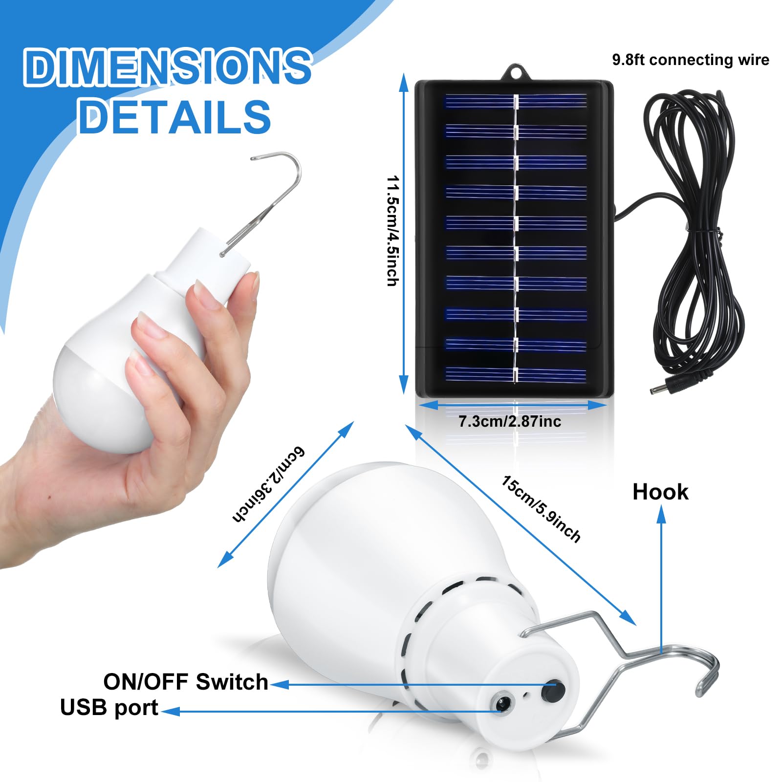 VIHOSE 4 Pcs Solar Light Bulbs Solar Powered Light Portable Emergency Light Bulb Waterproof LED Bulb Solar Camping Tent Light Indoor Outdoor Shed Night Fishing Chicken Coop