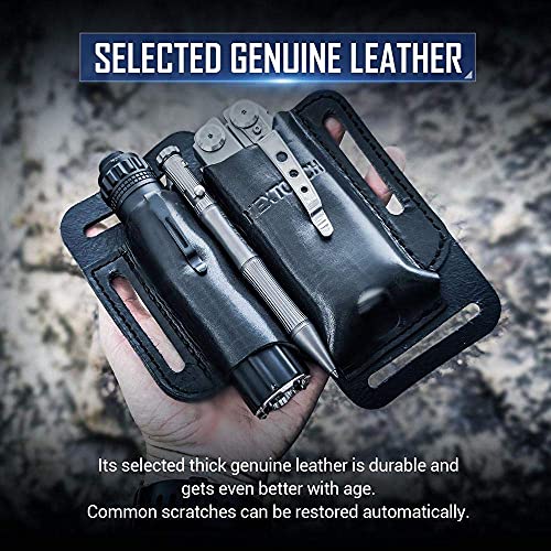NEXTORCH EDC Leather Sheath, Multitools Sheath,Knife Belt Sheath/Leather Flashlight Holster/EDC Pocket Organizer Sheath for men, FLashlight Sheath for Knives/Flashlights/Tactical Pens/Tools