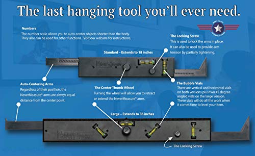 Picture Hanging Tool - The Hanging and Leveling Tool so You get it Perfect The First time. (2-Size Bundle Pack) β Use Never Measure Picture Hanging Kit to Easily Hang Pictures, Collages, and Frames!