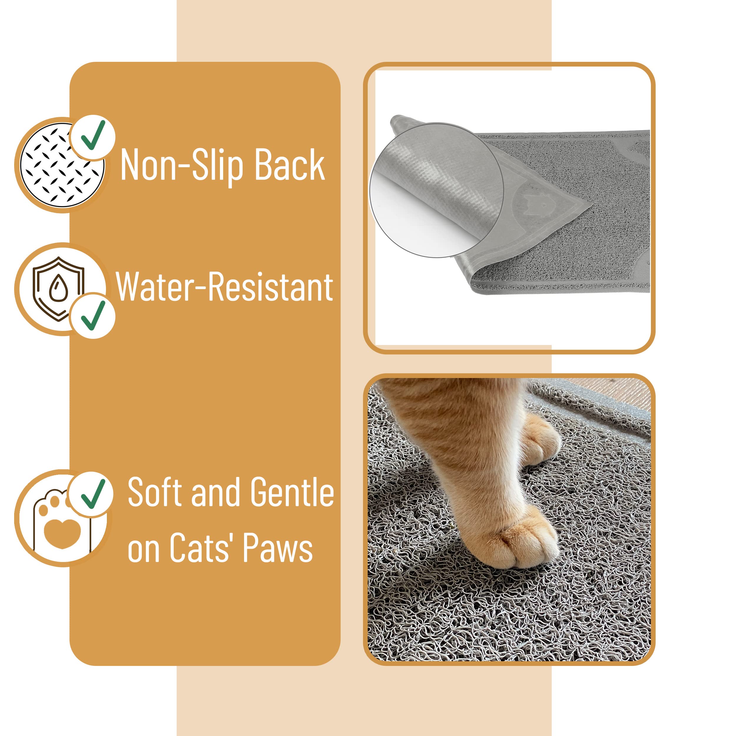 Mr. Pen- Large Cat Litter Mat, 23.5βX 35.2β, Gray, Trapping Mat for Litter Box, Cat Rug, Large