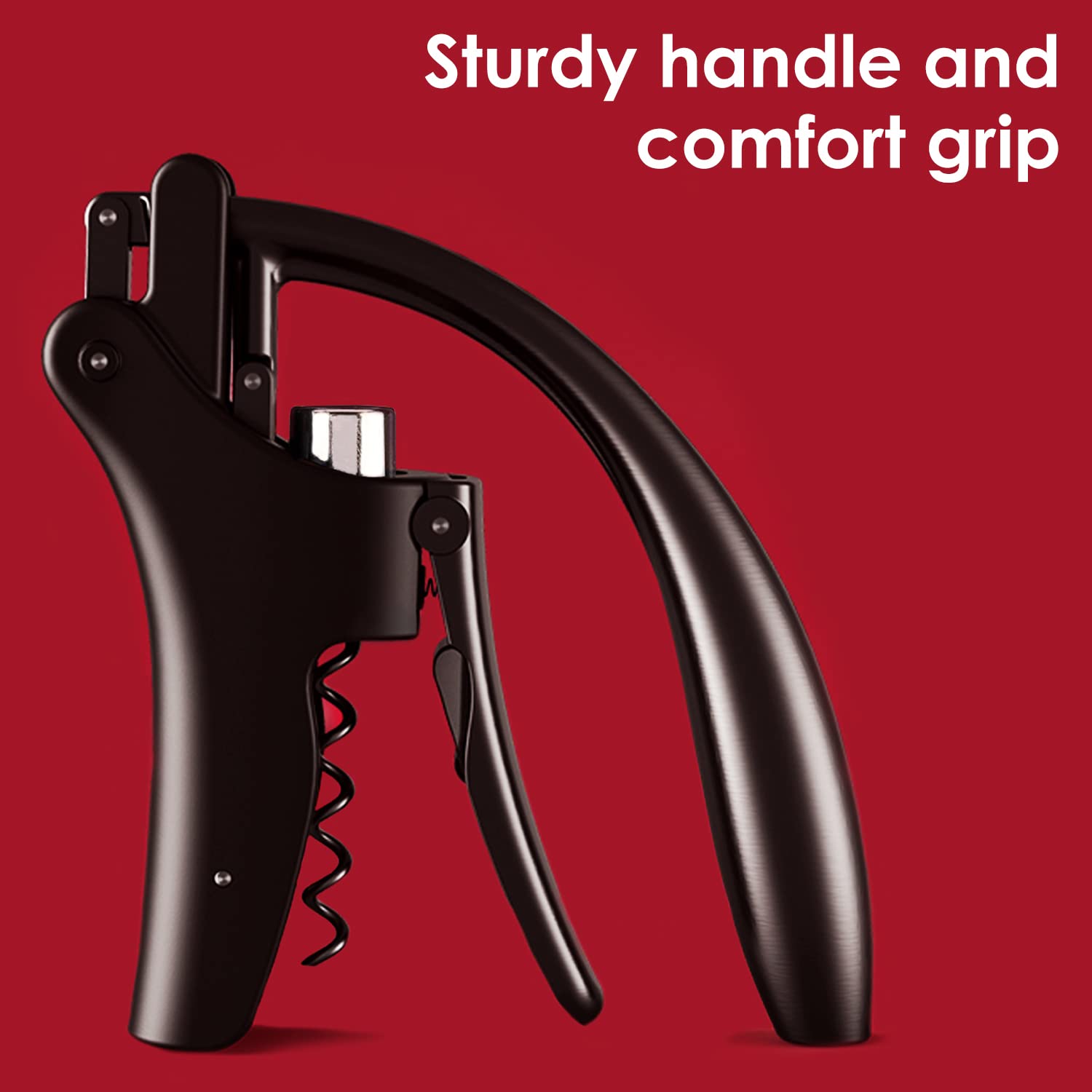 KEISSCO Compact Wine opener Vertical Lever Corkscrew Wine Bottle Opener with Foil Cutter & Extra Screw