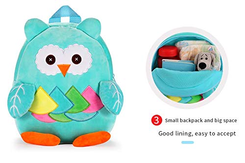 KTKA Cute Toddler Backpack Stuffed Cartoon Animal Mini Schoolbag For Boys And Girls (Blue owl)