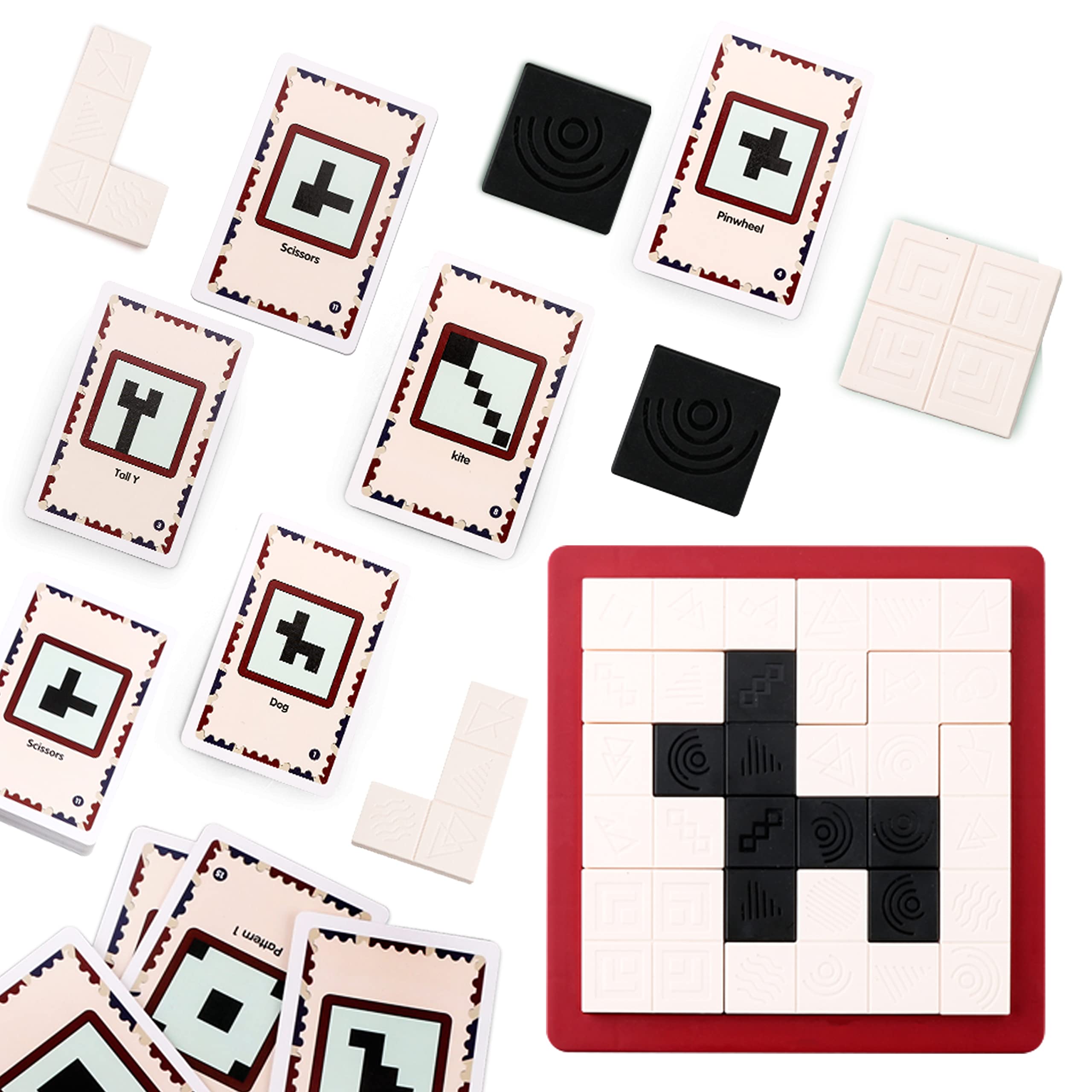 N NOCKY Puzzle Games Cubes Board Game Puzzle Pattern Blocks Brain Teasers Game with 44 Challenges, Tangram Jigsaw Intelligence Colorful 3D Russian Blocks Game STEM Montessori for Kids Age 3+