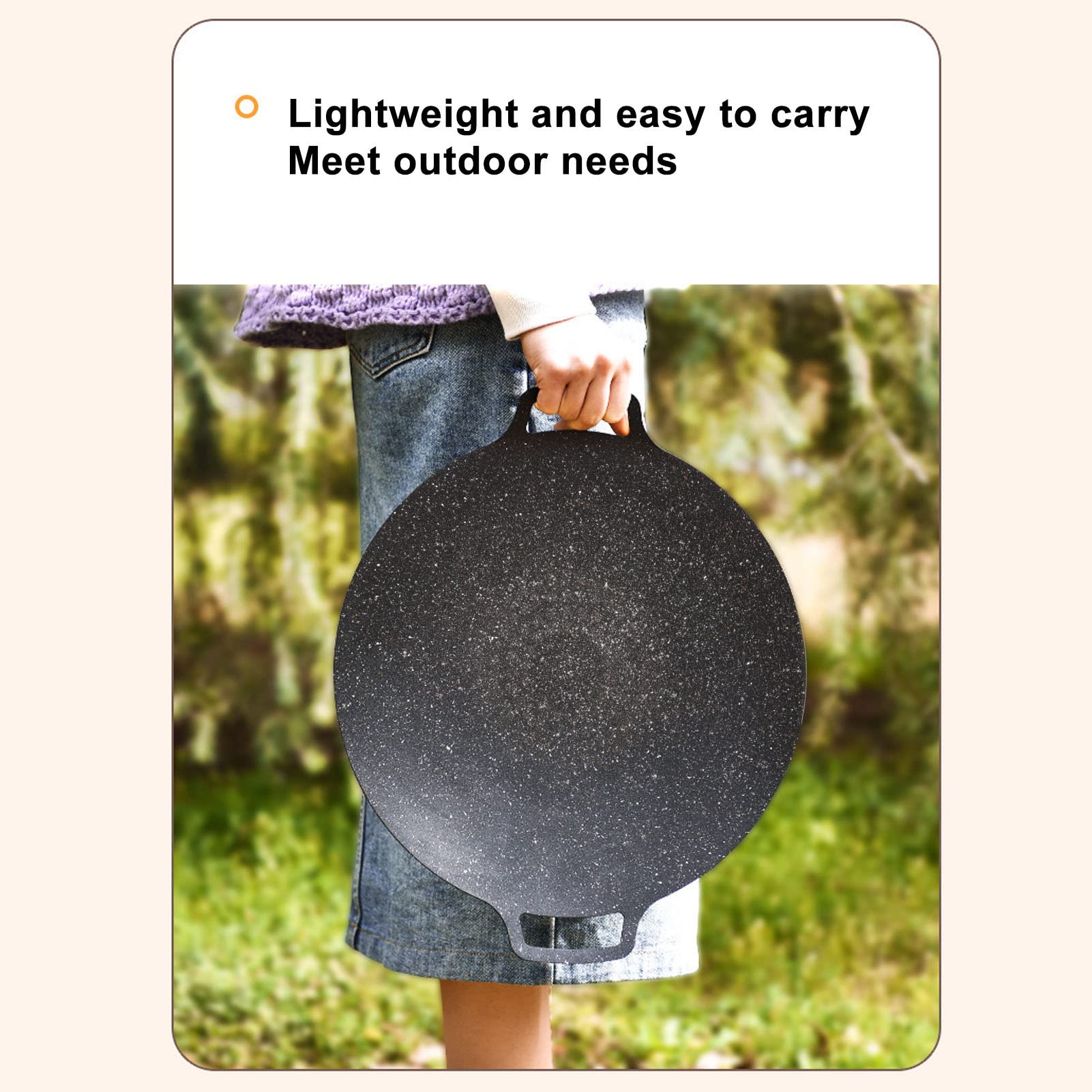 Korean Grill Pan,Nonstick Round Griddle Grill Pan for Korean BBQ,Round BBQ Griddle with Handle,Multifunctional Stove Plate for Meats, Pancakes, Ribs (Universal Model 36cm)
