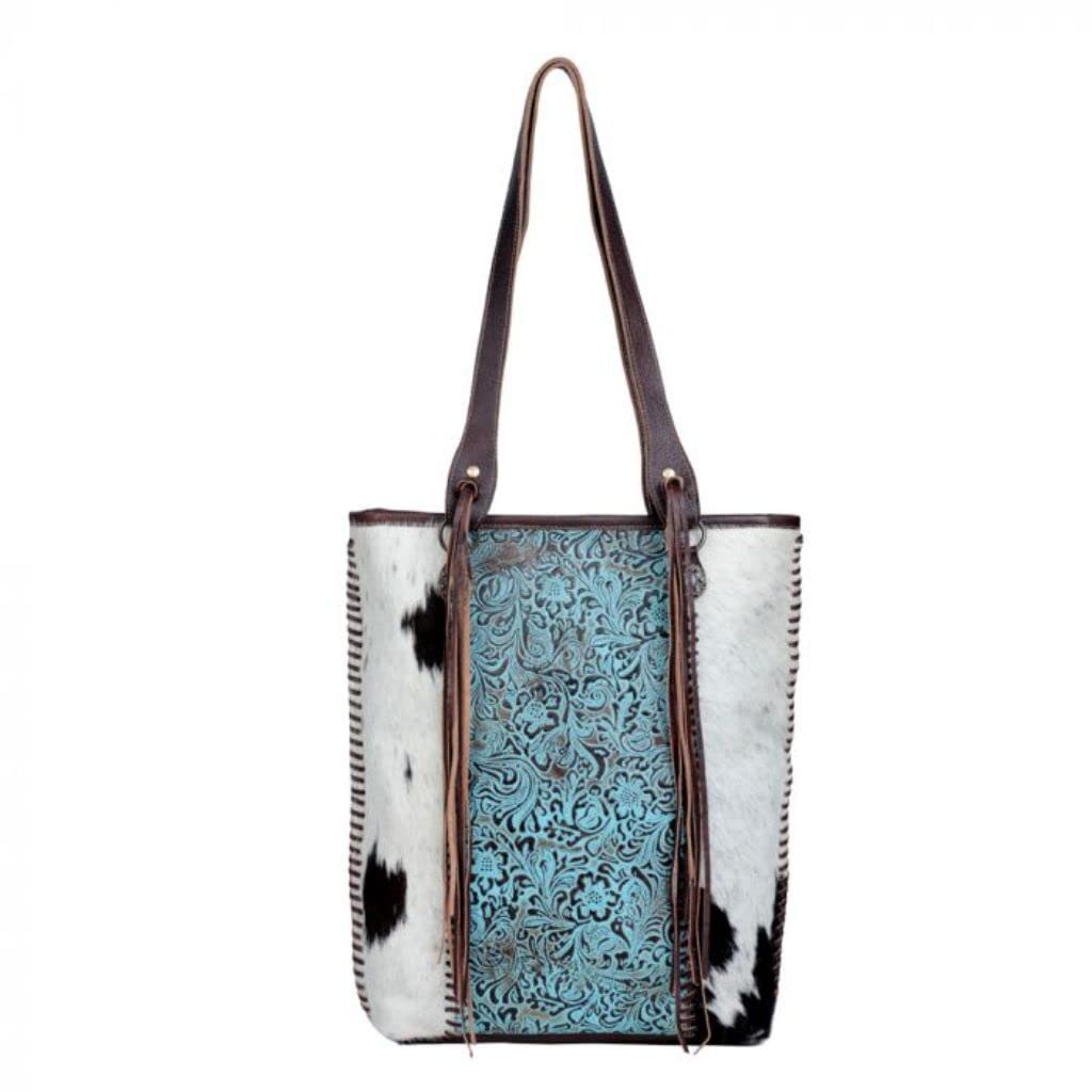 Myra Bag Blue Ripples Leather & Hairon Bag S-3365