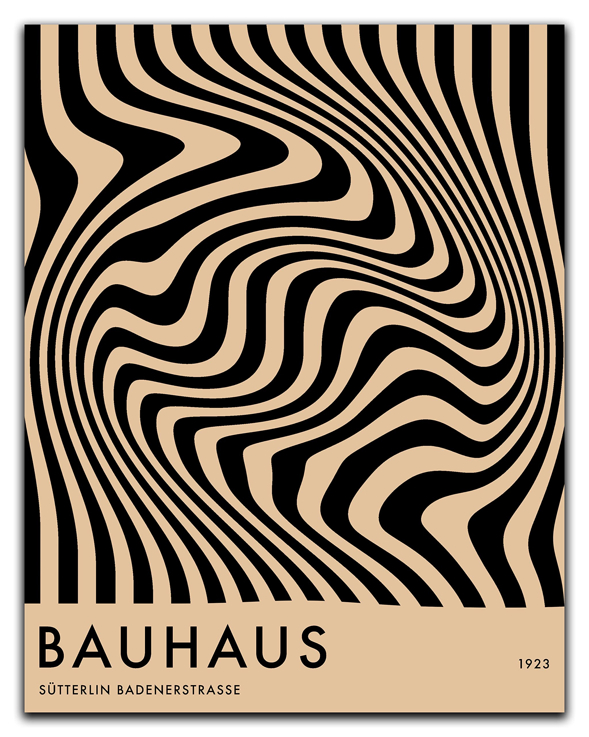 Mid Century Modern Bauhaus Wall Art - 11x14" UNFRAMED Print - Abstract Wall Decor - Exhibition Poster Replication (Black)