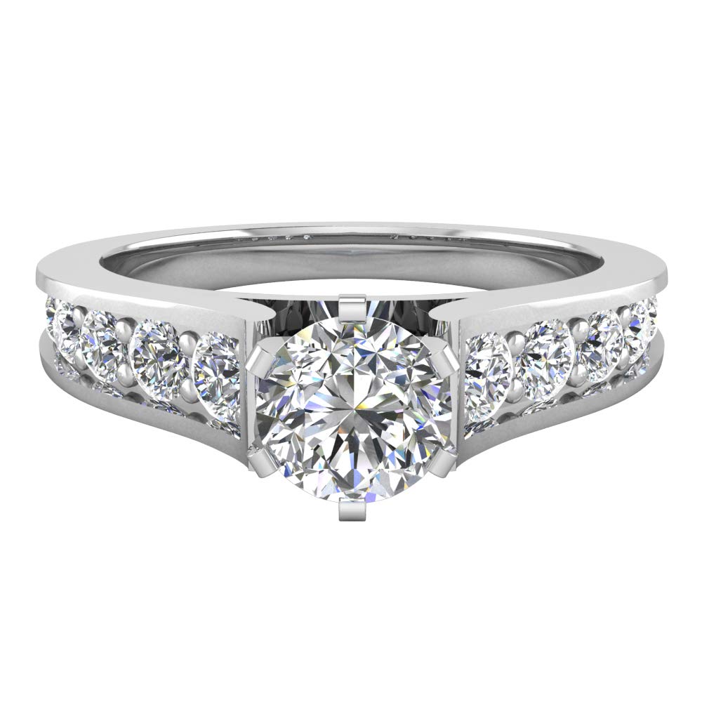 Glitz Design 18K White Gold Engagement Rings for women 1.00 carat t.w. diamond ring Gift Box Authenticity cards Riviera Shank (G, SI) (RS 9)