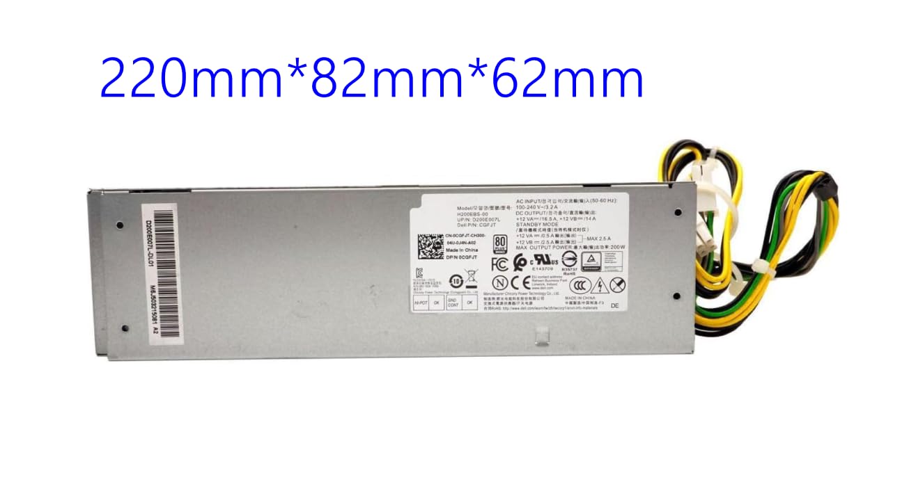 Power Supply Replacement for Dell Optiplex 3060 5060 3070 Inspiron 3470 200W 4FHYW 04FHYW CGFJT 0CGFJT H200EBS-00 X61RM 8 KVYY L200AS-00 H200AS-00 L200EBS-00