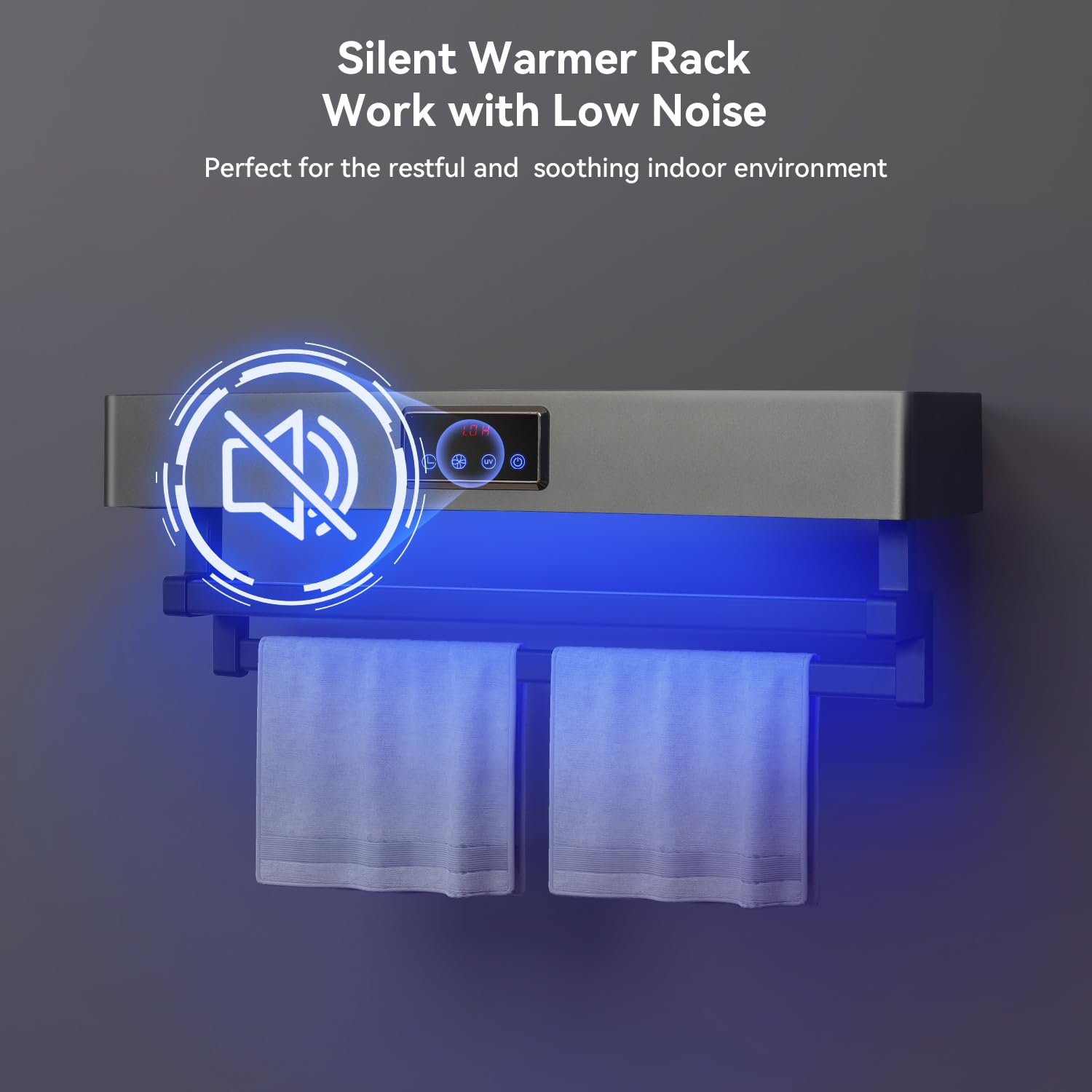 Puluomis Electric Towel Warmer Rack with Touch Screen, Wall Mounted Energy-Saving Towel Warmer with Drying Function, Auto-Off UV-Bathroom Heated Towel Rack for Bathroom, Spa, Hotels, Black