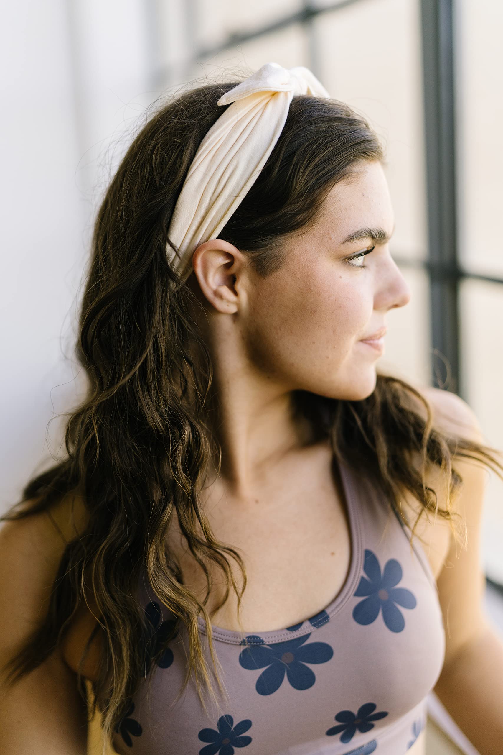 Maven Thread Women's No-Slip Sweat-Wicking Bow Headbands for Exercise and Yoga, 2-Pack, Cocoa