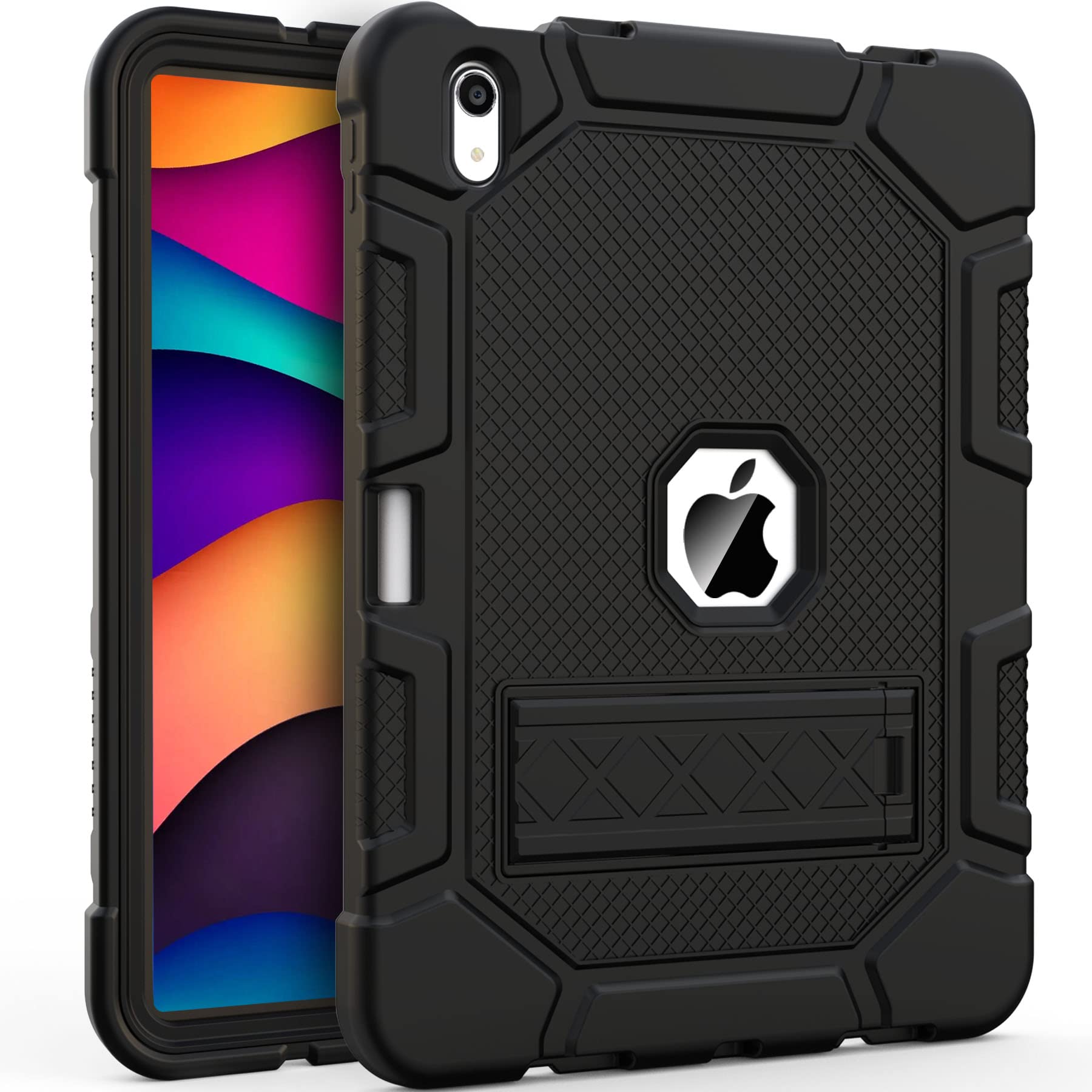 Rantice 10th Generation Case, 10th Case with Pencil Holder, 10th Gen Case with Kickstand, Hybrid Shockproof 10.9 inch Case for Kids Boys Children 2022 Released (Navyblue+Red)