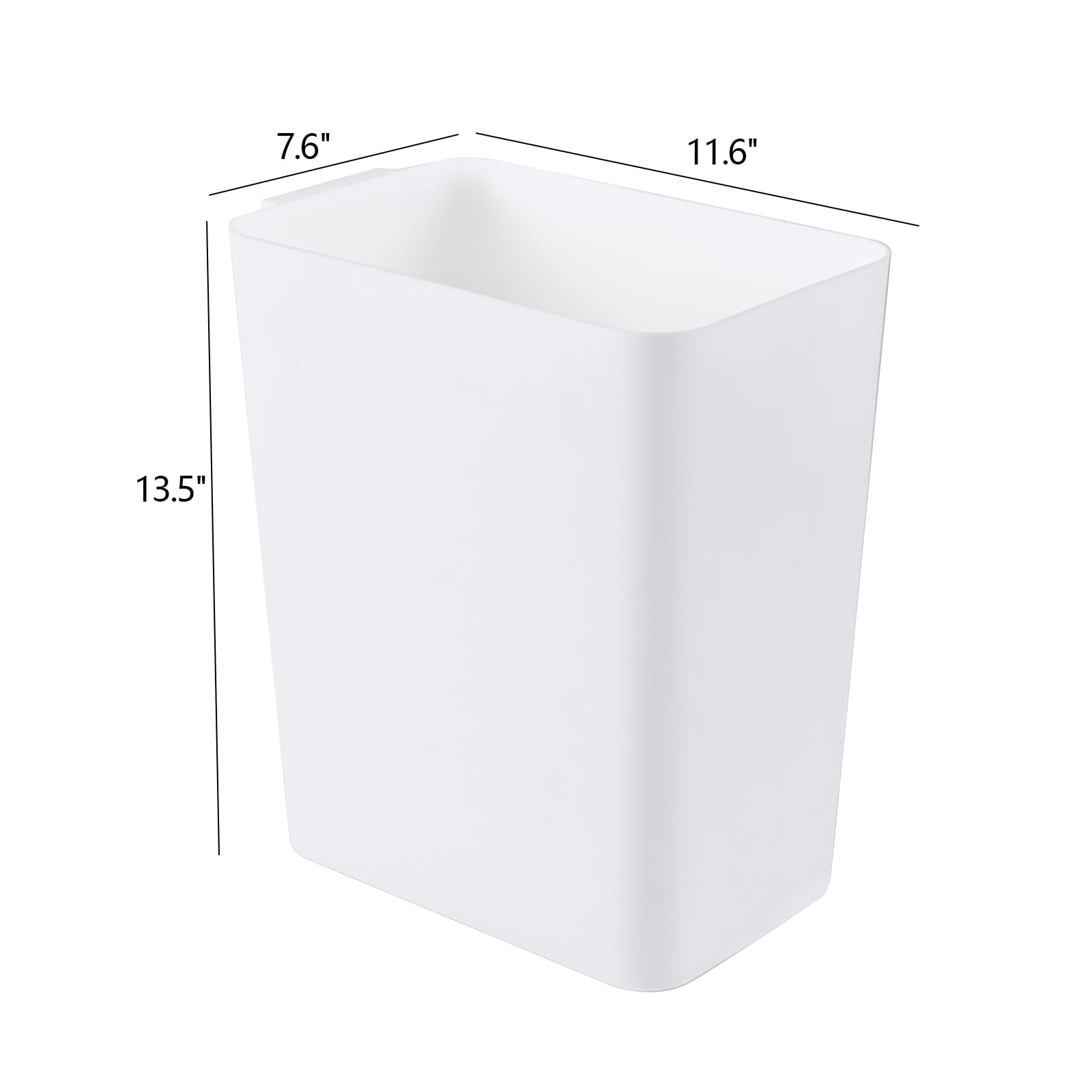 Ziglous 4.5 Gallon Plastic Trash Can Wastebasket, Deskside Bin, Small Garbage Can for Bathroom, Bedroom, Office, Kitchen, White, 3 Packs