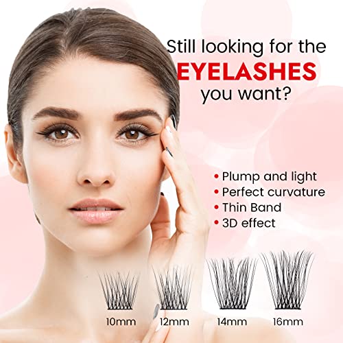 Lash Clusters, 60Pcs Individual Lashes DIY Eyelash Extensions, D Curl Cluster Lashes Soft and Lightweight 10-12-14-16mm Mixed Lash Extension Easily Done at Home(Miami 10-16mm)
