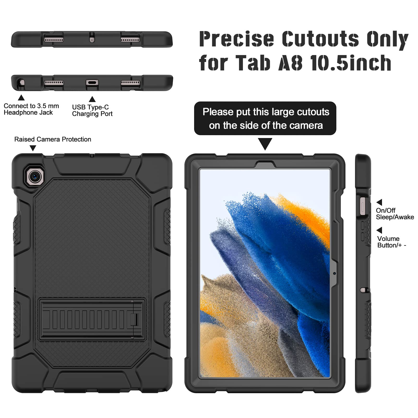 Rantice Galaxy Tab A8 10.5 Case, Samsung Galaxy Tab A8 Case with Kickstand, Hybrid Shockproof Rugged Cover for Samsung A8 Tablet Case 10.5 Inch (SM-X200/X205/X207)