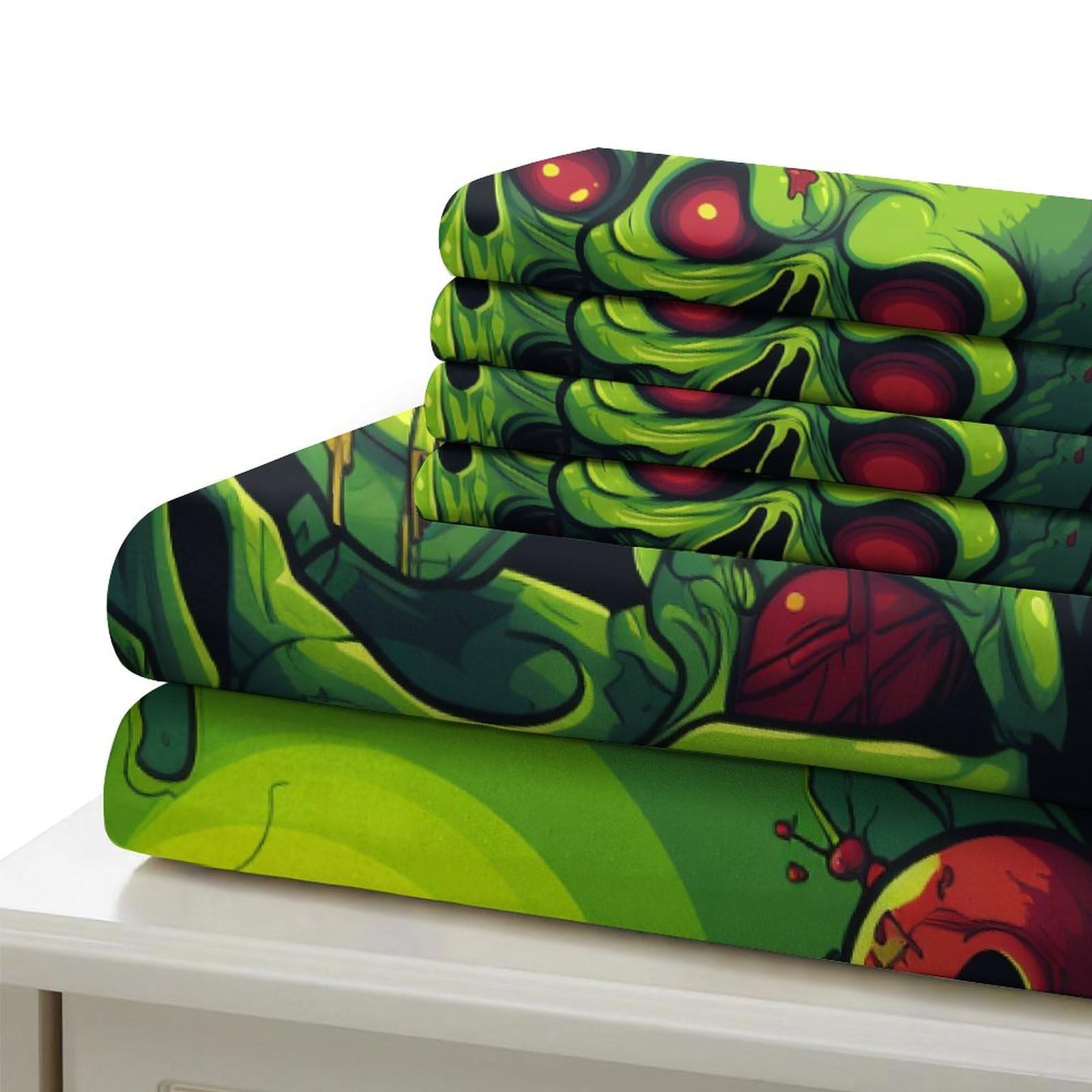 UPIKIT Zombie Halloween Quilt Cover for Teens and Adults Comforter Covers Duvet Cover 3D Print Horror Theme with Pillow Cases Bedding Set Soft Microfiber with Zipper Closure 3 Pieces Full(203x228cm)