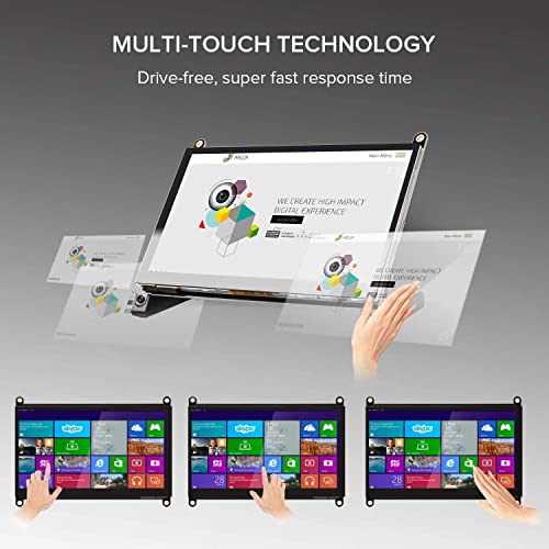 Raspberry Pi Screen 7 Inch Touchscreen Monitor 1024x600 Portable HDMI Monitor Raspberry Pi Display Fit for Raspberry Pi 4/3/2/Zero/B/B+ Win11/10/8/7, Free-Driver