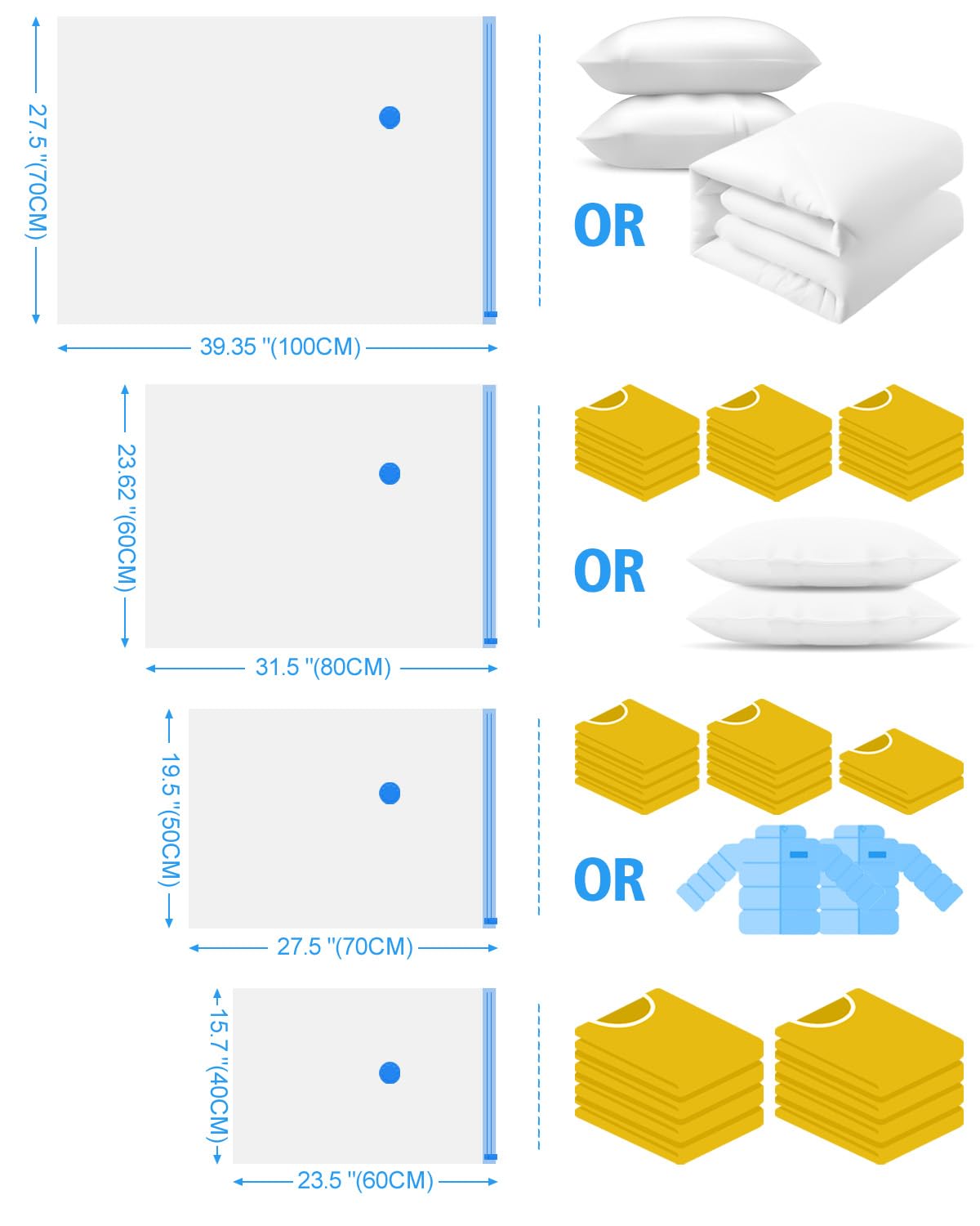 Vacuum Storage Bags with Hand Pump 20 Jumbo Space Saver Seal Storage Bags for Clothes Compression Bags for Travel