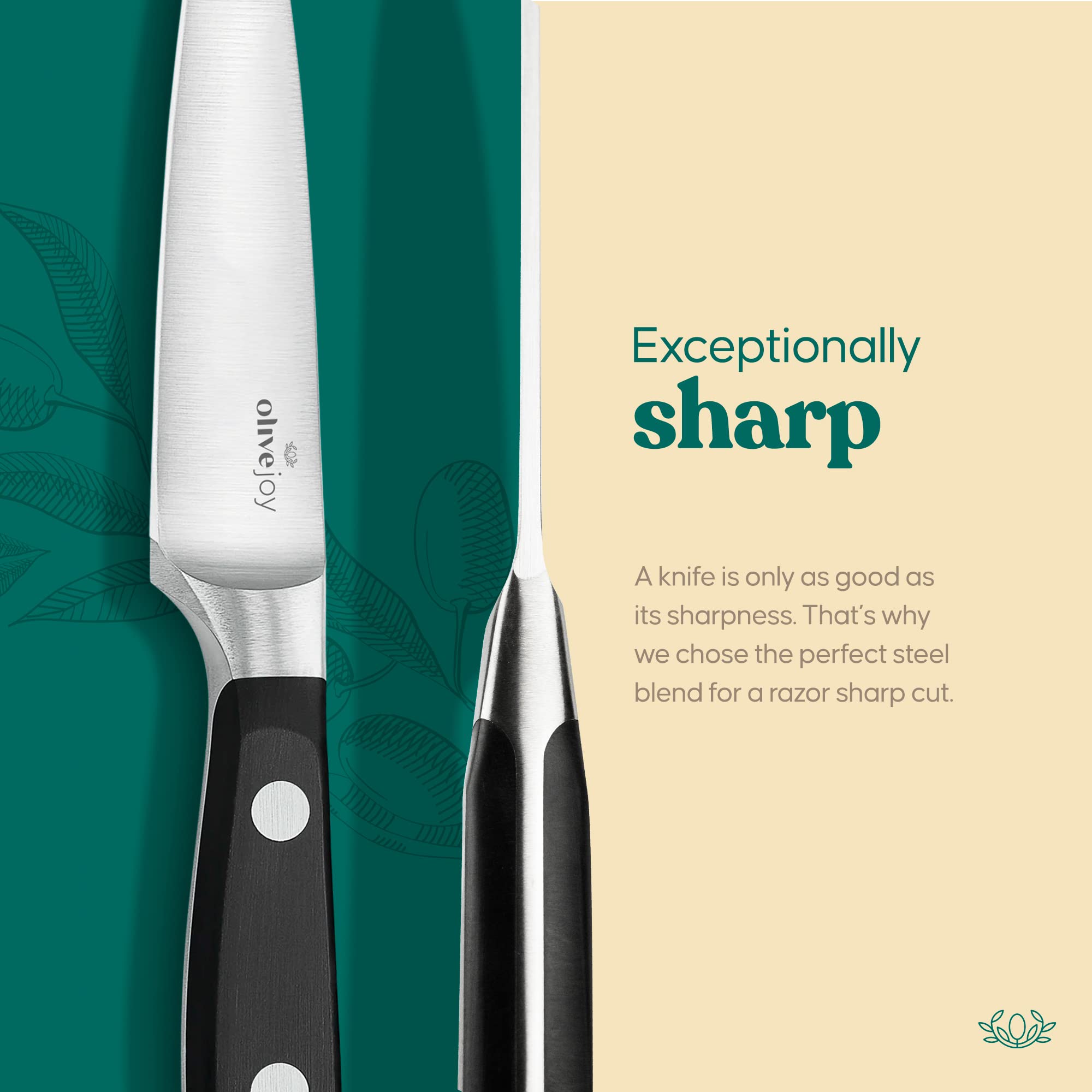 Olive Joy Paring Knife, Kitchen Knife with Sheath, Stainless Steel Vegetable Knife, 3.5" Small Knife with Gift Box and Knife Sheath Cover