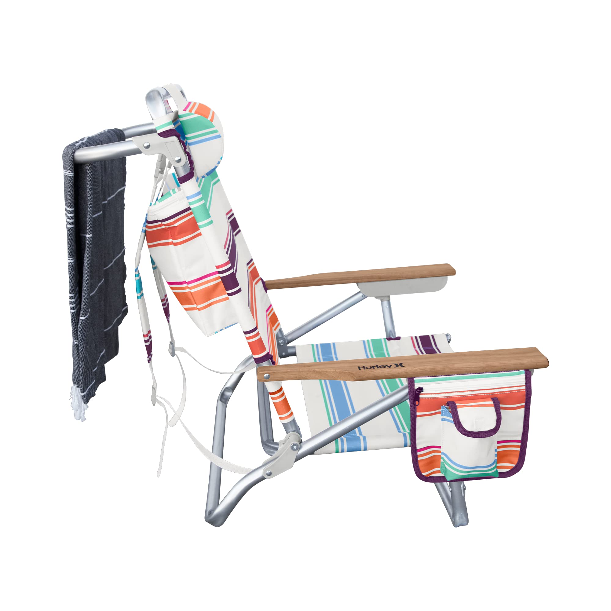 Hurley Deluxe Backpack Beach Chair, One Size, Multicolor