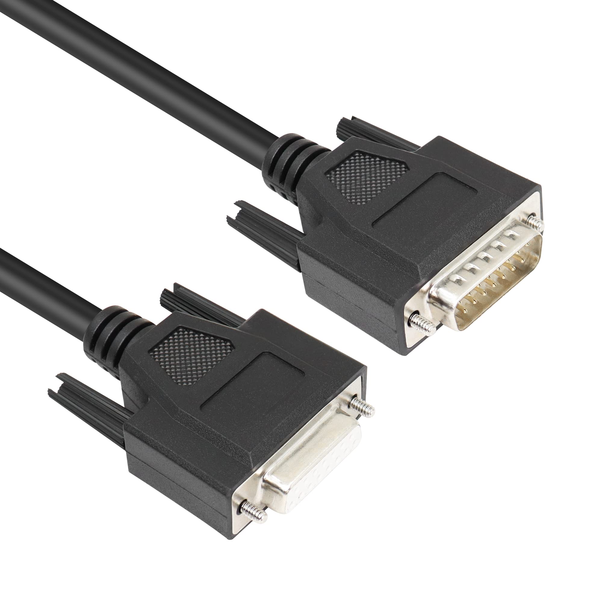RIIEYOCA DB15 Male to Female Serial Cable, Male to Female 15 Pin Gold Plated Connecter Straight Through Cord, for Data Communication 1M(Black)