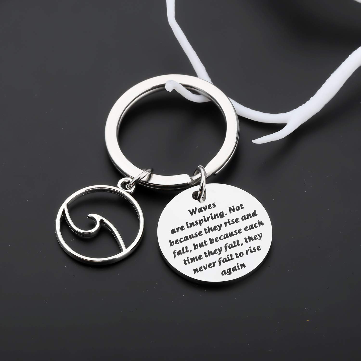 Gzrlyf Ocean Wave Keychain Inspiration Beach gifts for Beach Lover Ocean Lover Surfer Waves are Inspiring (Keychain)