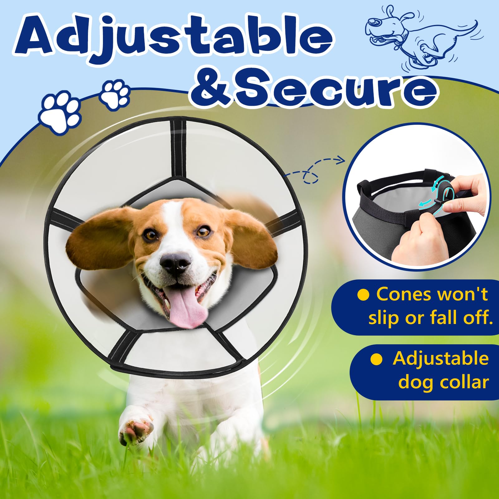 Supet Dog Cones for Large Dogs, Soft Dog Cone Collar for Medium Dogs, Comfortable Dog Cone Alternative to Stop Licking, Adjustable Large Dog Cone for Dog After Surgey