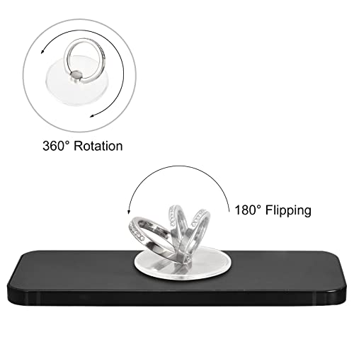 uxcell Transparent Phone Ring Holders, Diamond Clear Finger Grip Stand for Phone, Case, Tablet (Round Shape), 2Pcs