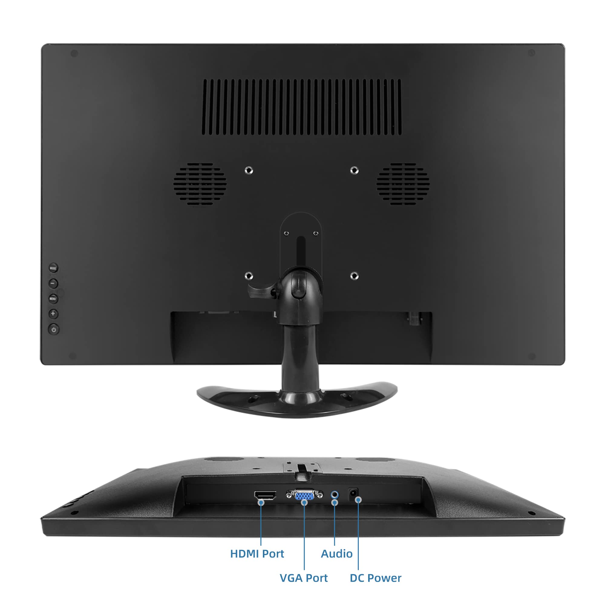 Prechen 15.6 Inch PC Monitor Full HD 1920X1080 LED Monitor with HDMI VGA Input Computer Monitor Display with 60 Hz, 5Ms, Built-in Speaker,5ms Response Time, VESA Mounting