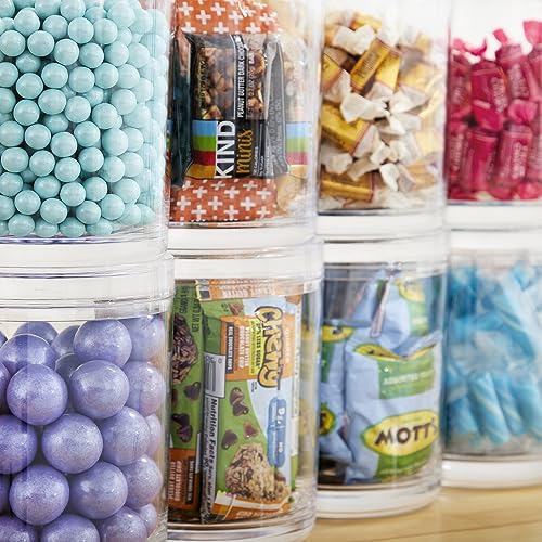 STORi Stackable Apothecary Jars (Set of 2) | 30-oz Organizer for Kitchen Counters and Pantry Shelves | 2 Pack Storage Container with Tray Lid
