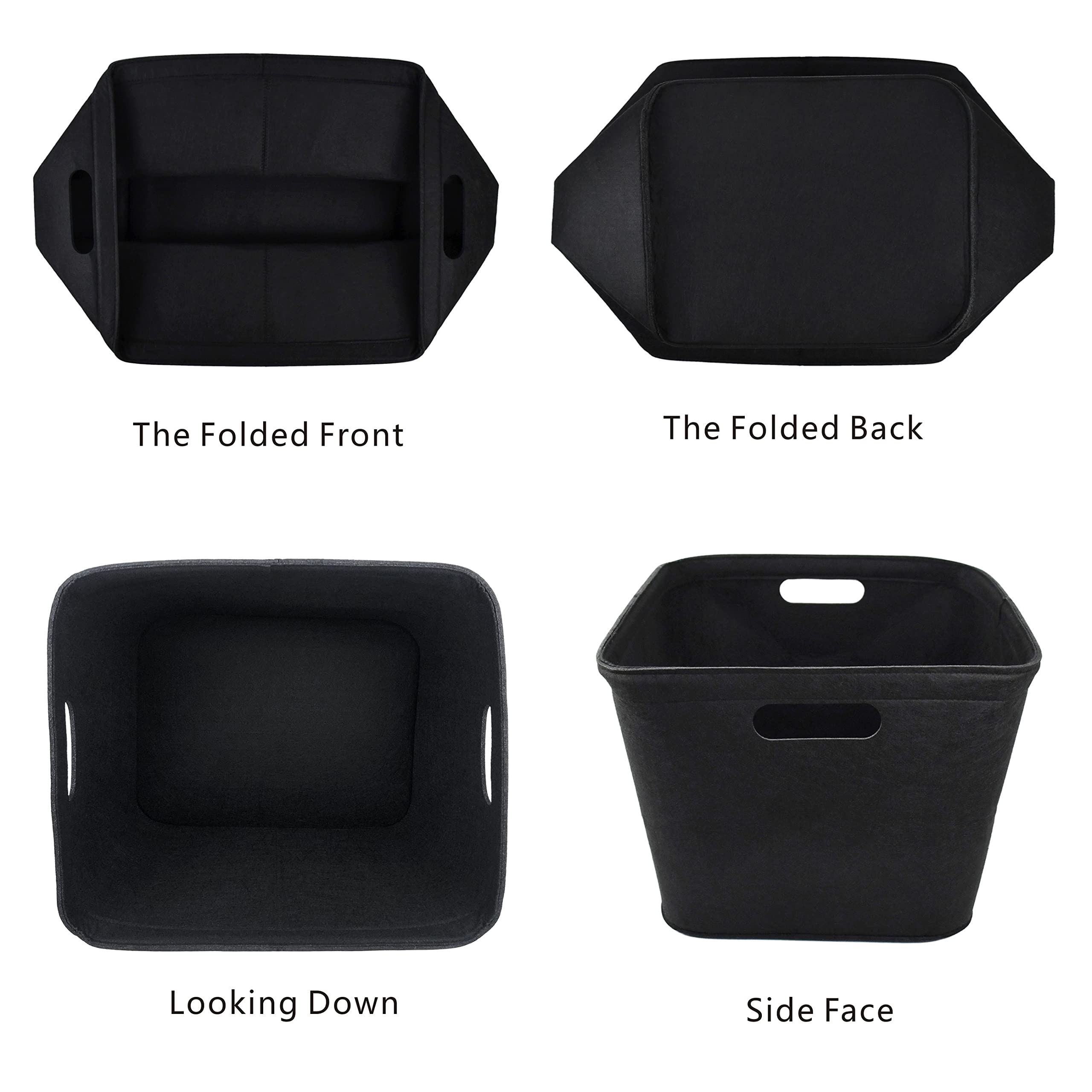 Precision Quilting Tools Felt Basket | Storage Bin For Organizing Shelves Linen, Closet, Bathroom, Baby Cloth, Nursery, Fabric, Bulk | Decorative For Gifts - (BLACK)