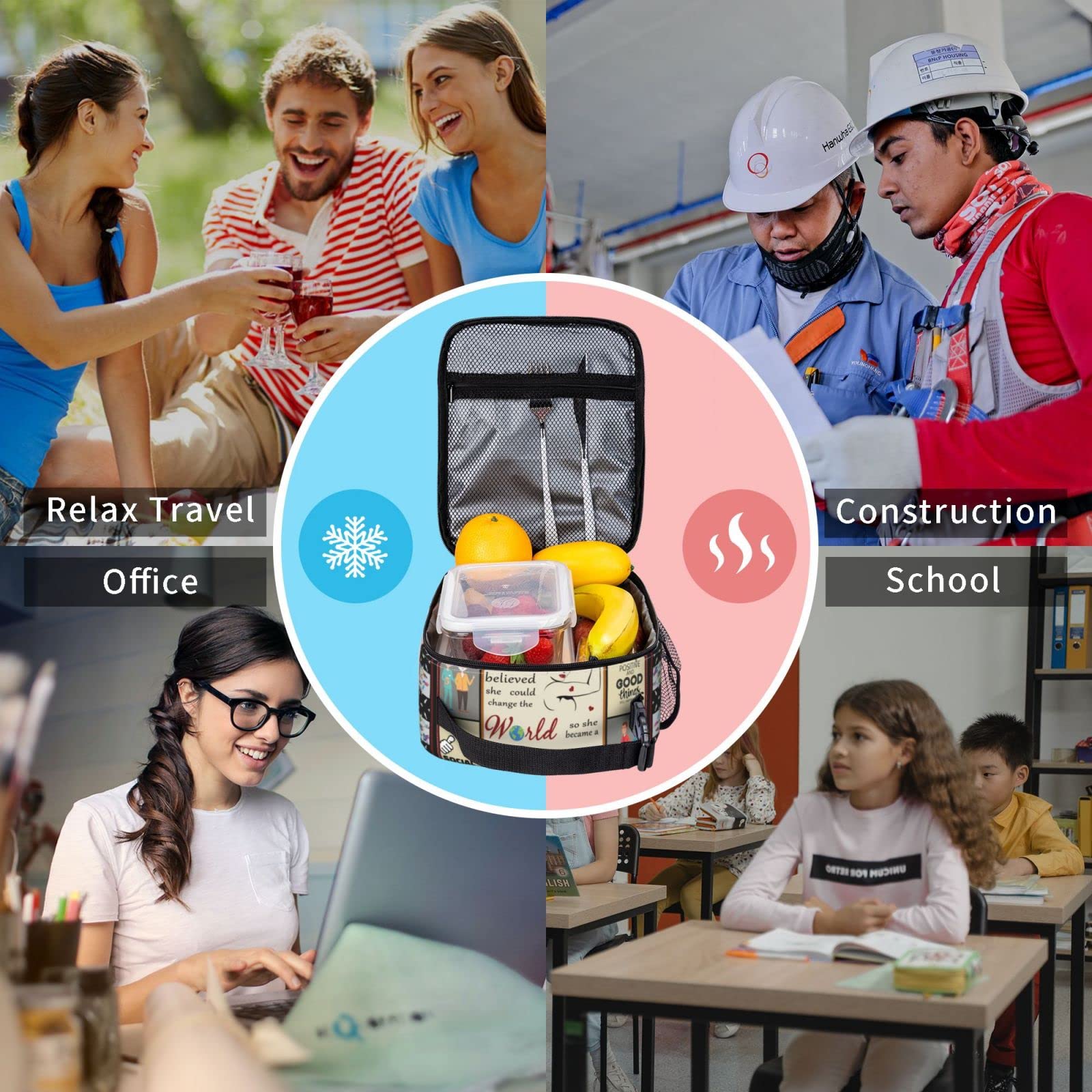 KIYIYZER Social Worker Lunch Bag Insulated Reusable Lunch Box Portable Cooler Tote Bag For Women Men Adults Work Picnic,Give A Gift To Social Work Practitioner