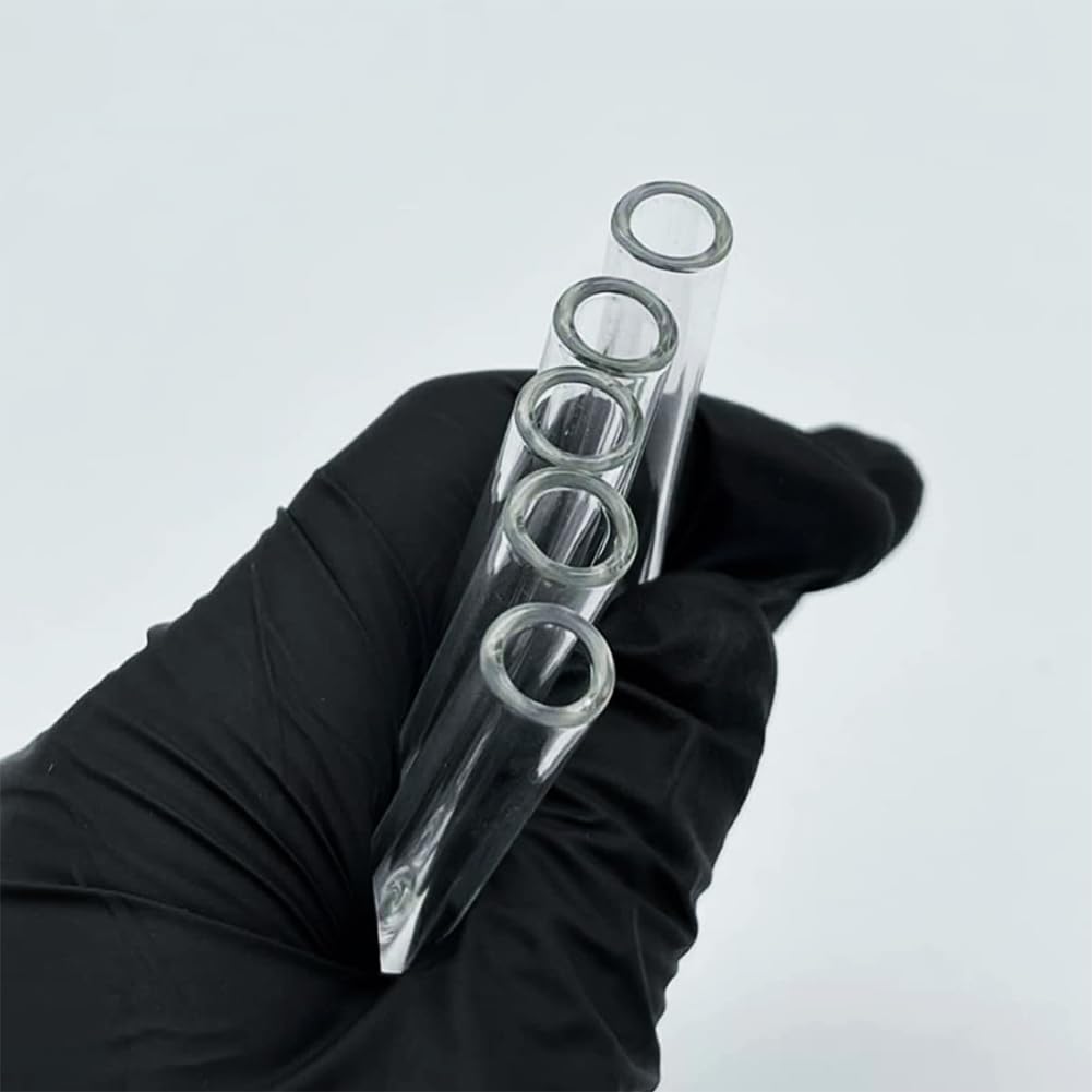 Reusable Clear 4"(100mm) Glass Blowing Tubes :Length:4Inches: OD-12MM: Wall Thickness :2MM, 5Pcs Glass Tubing Blowing Tubes + Cleaning Brush + Protect Box