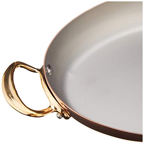 Mauviel M'150 B 1.5mm Polished Copper & Stainless Steel Oval Pan With Brass Handles, 13.8-in, Made in France