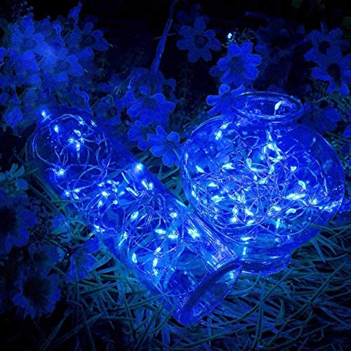 Jnaurb Solar String Lights, 2 Pack 33ft 100 LED Solar Fairy Lights Outdoor, Waterproof Copper Wire 8 Modes Solar Powered Fairy Lights for Christmas, Garden, Yard, Party, Patio, Wedding(Blue)