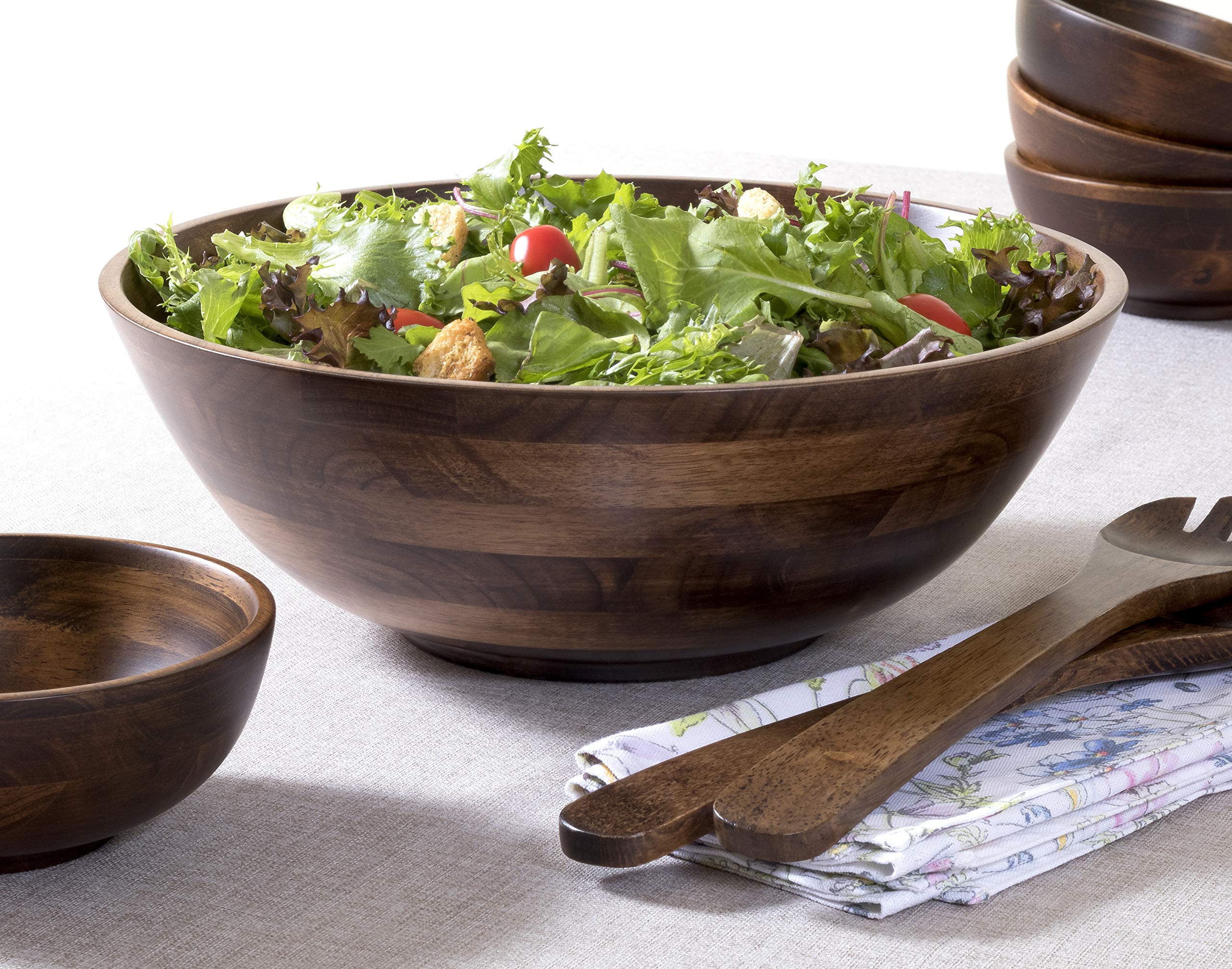Lipper International Walnut Finish Long Salad Servers, One Pair, 13" x 2 1/2" x 5/16", 2 Count
