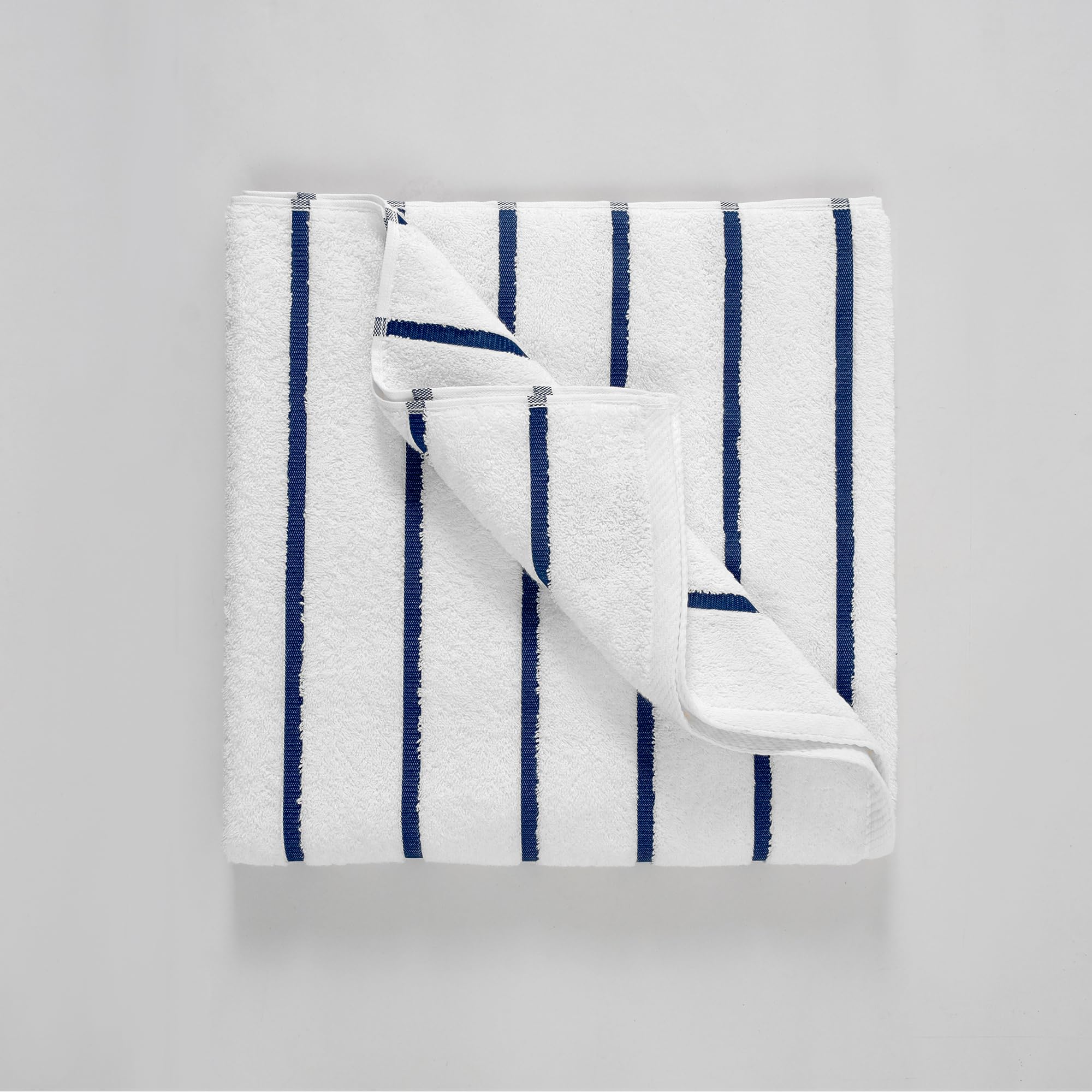 GT Globaltex Fine Linens 100% Turkish Cotton Premium Pool and Beach Towel Highly Absorbent Quick Dry Blue Striped 32" x 64" 500 GSM (1 Piece)