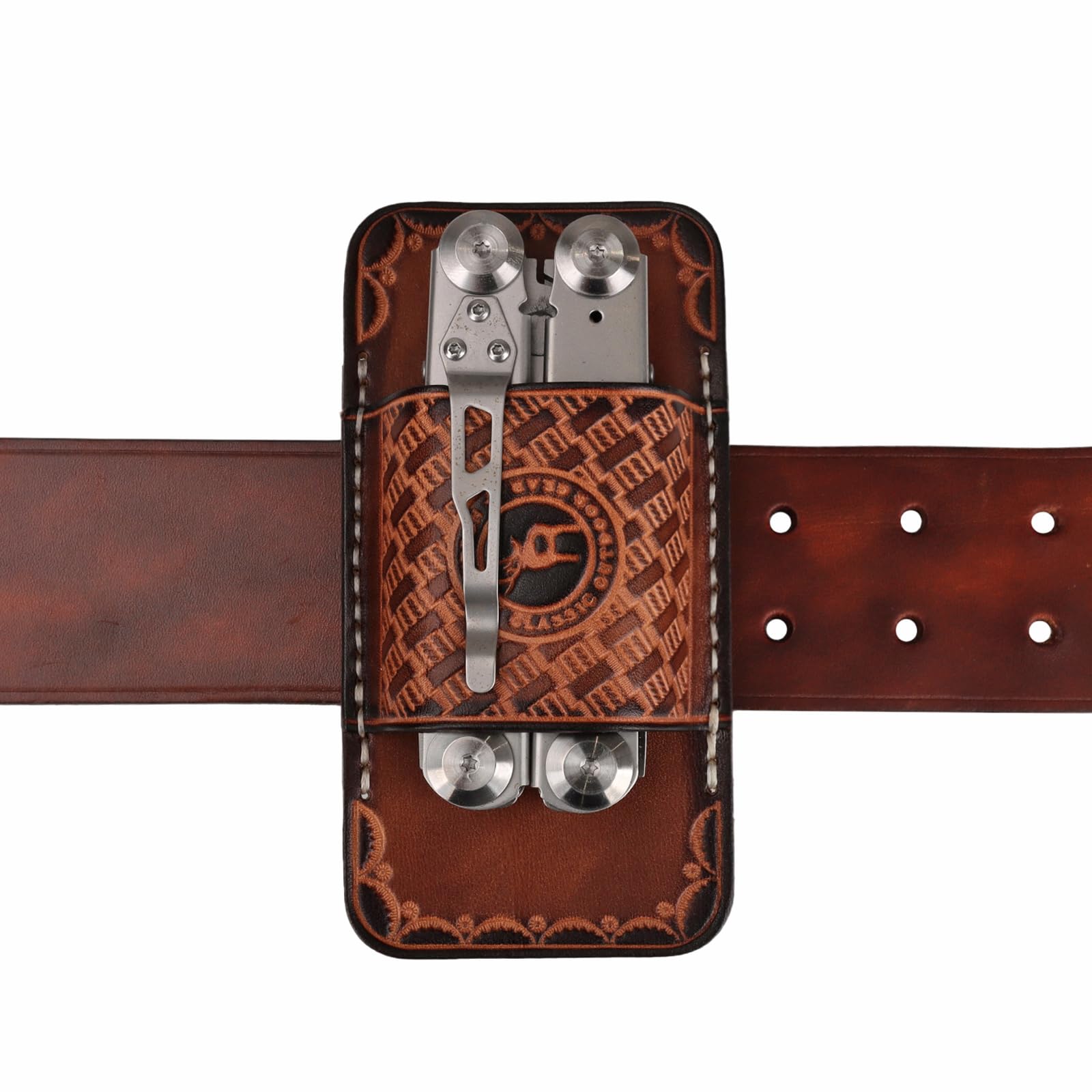 Tourbon Multitool Horizontal and Vertical Carry Leather Sheath for Belt Pocket Holder Carrier EDC Tools Draw Knife Holster Organizer