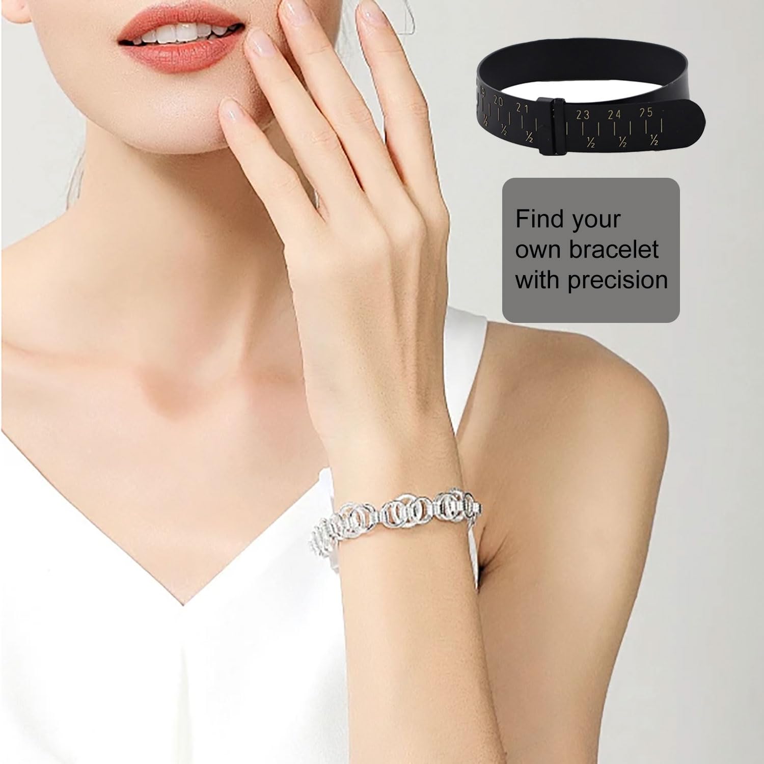 Ring Size 1-17 US Size Ring Size Measuring Tool with Magnifier Bracelet Size Measuring Tool for Men and Women (Black Size Gold Scale)