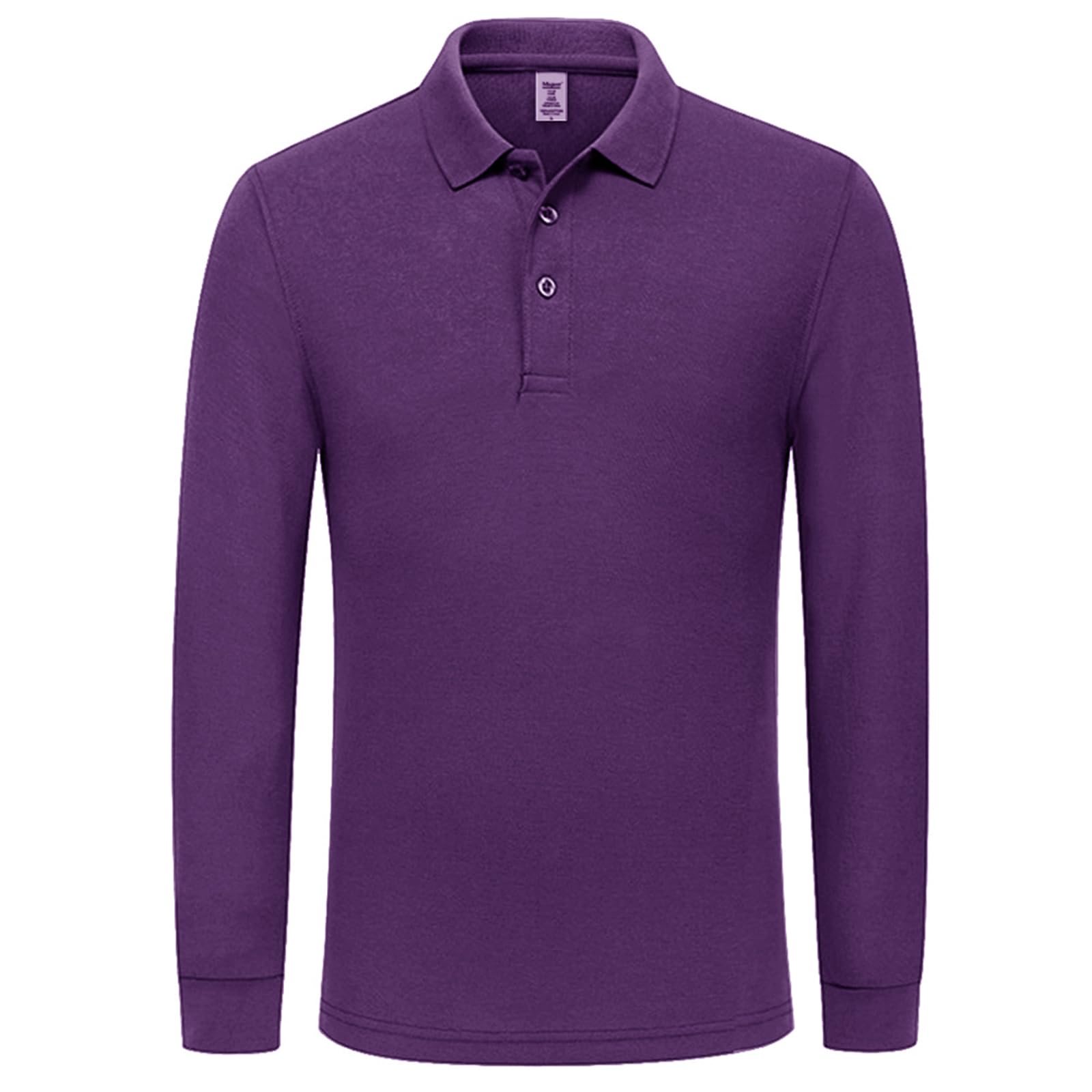 Miqieer Men's Long Sleeve Polo Shirts Regular-Fit Cotton Golf Polo Shirts (Purple,Large)