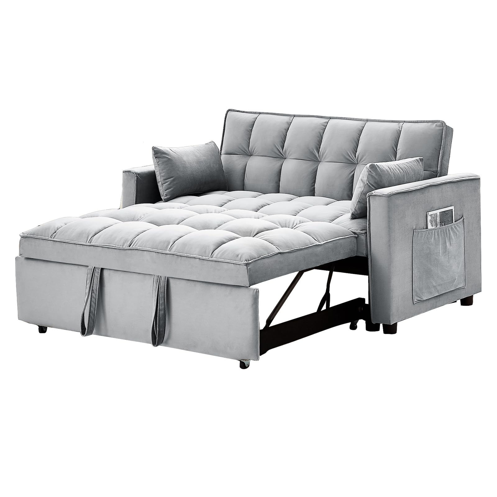 Sleeper Sofa, 3-in-1 Pull Out Couch Bed with Storage Pockets, Convertible Sofa Bed Couch with Chaise for Living Room, 3-Seater Sofa Sleeper with Pull Out Sofa Bed, Modern Loveseat Reclining Sofa Bed