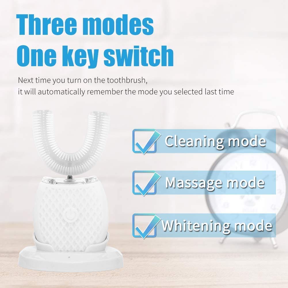 Rolg Ultrasonic Automatic Toothbrush,Ultrasonic Electric Toothbrush and 30'' Automatic Timer, 360 Toothbrush Wireless Charging Toothbrush Washable Travel Home Dual-use, White