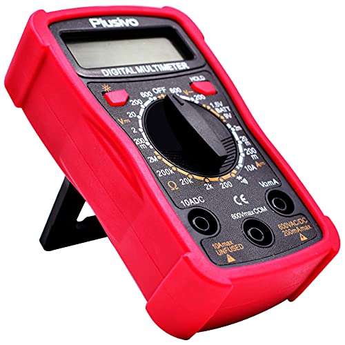Plusivo Digital Multimeter Tester 2000 Counts AC DC Voltmeter Ohm Volt Amp Multi Meter Measures Voltage, Resistance, Current, Continuity, Tests Battery and Diode with Test Probes for Electricians