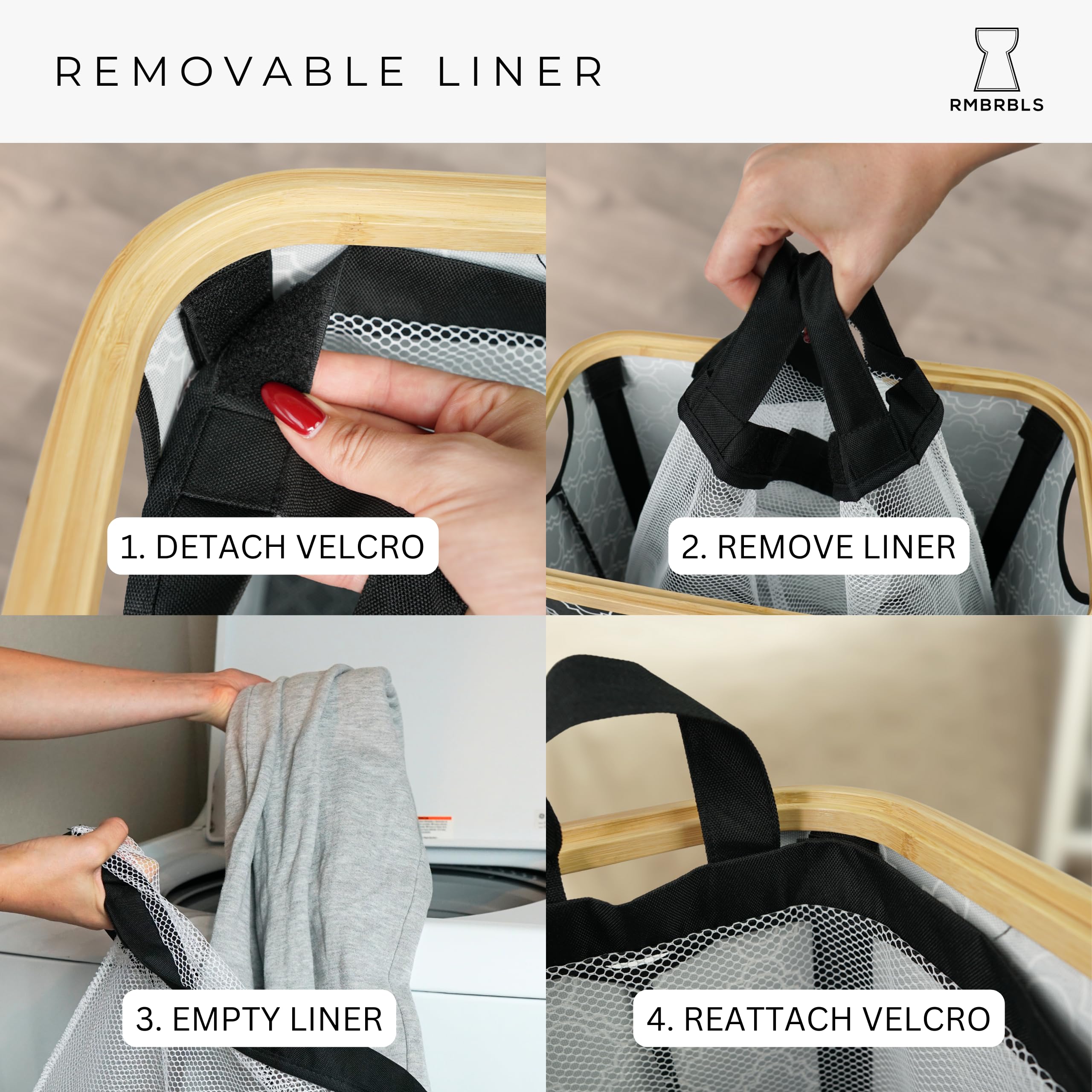 Slim Hamper with Lid & Removable Mesh Bag (60L) β Foldable Narrow Clothes Hamper with Bamboo Handle β Durable Skinny Laundry Basket for Bedroom, Bathroom Dorm & Closet - Black